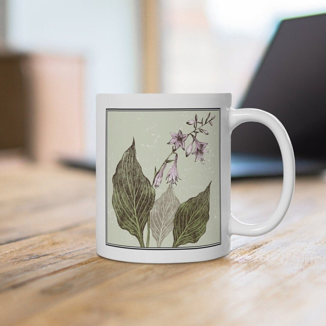 Hosta Botanical Print Mug | Nature Inspired Ceramic Cofffee Cup - Etsy