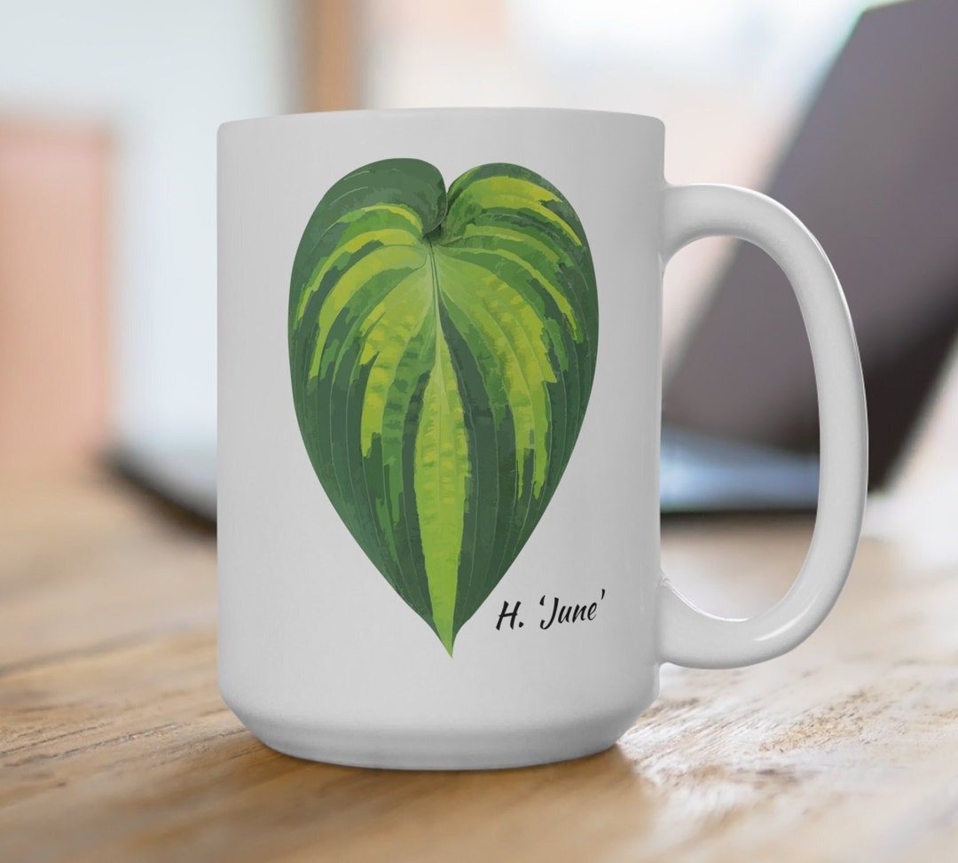 Hosta Leaf 15 Oz Mug - H. 'june' | Garden Inspired Ceramic Coffee Cup ...