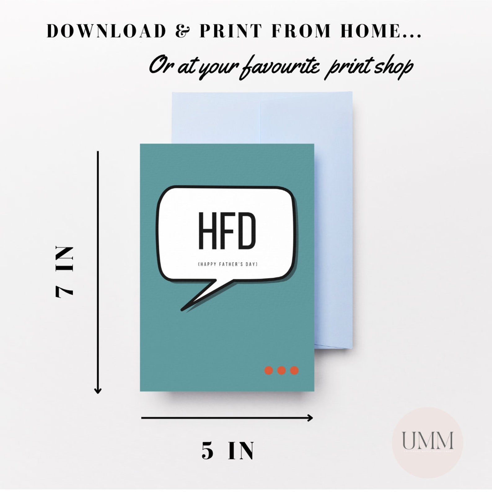 Digital Printable Father's Day Foldable Card. Digital Download PDF ...