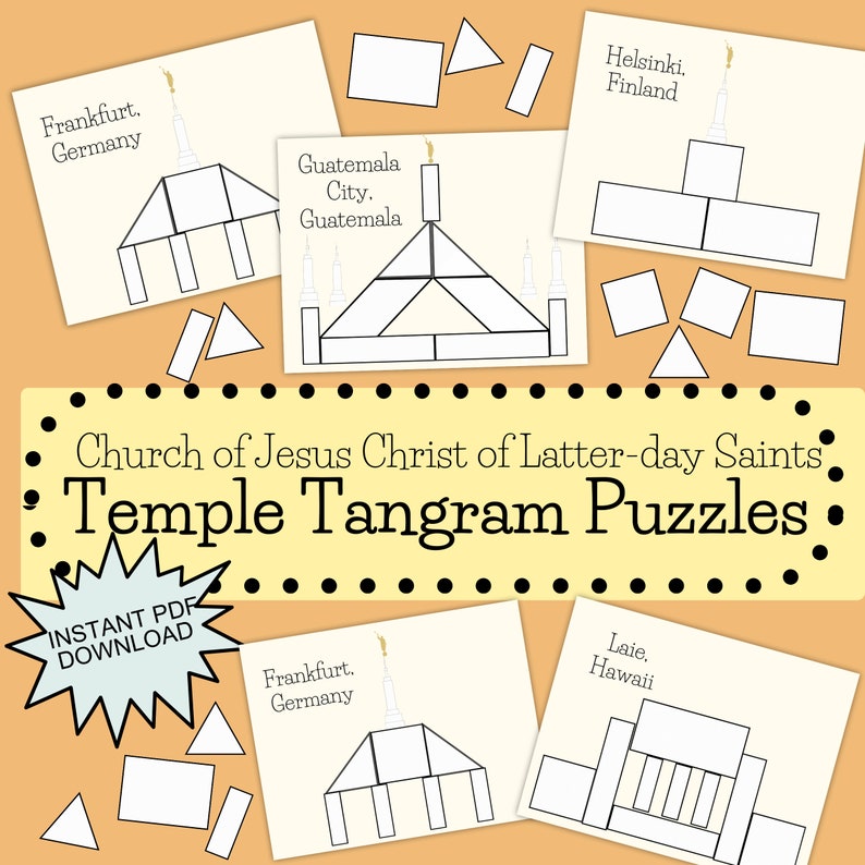 LDS General Conference Activity Temple Tangram Puzzle, Quiet Sunday ...