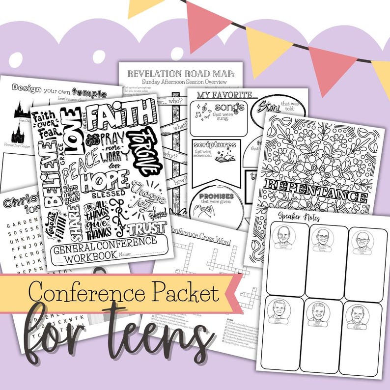 LDS General Conference Youth/teens Activity Packet – Printable Games ...