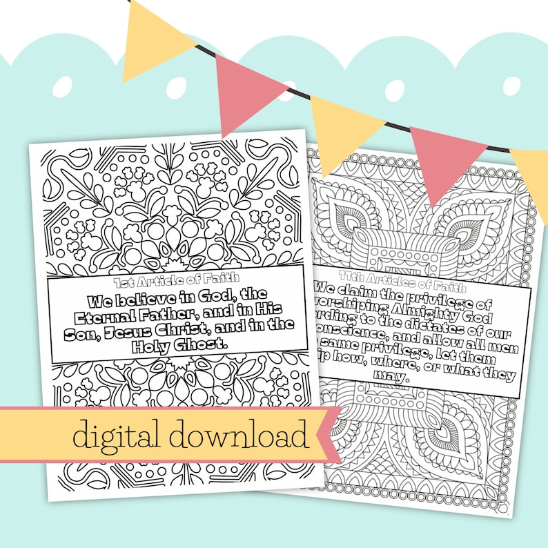 Articles of Faith Coloring Pages, LDS General Conference Packet , 13 ...
