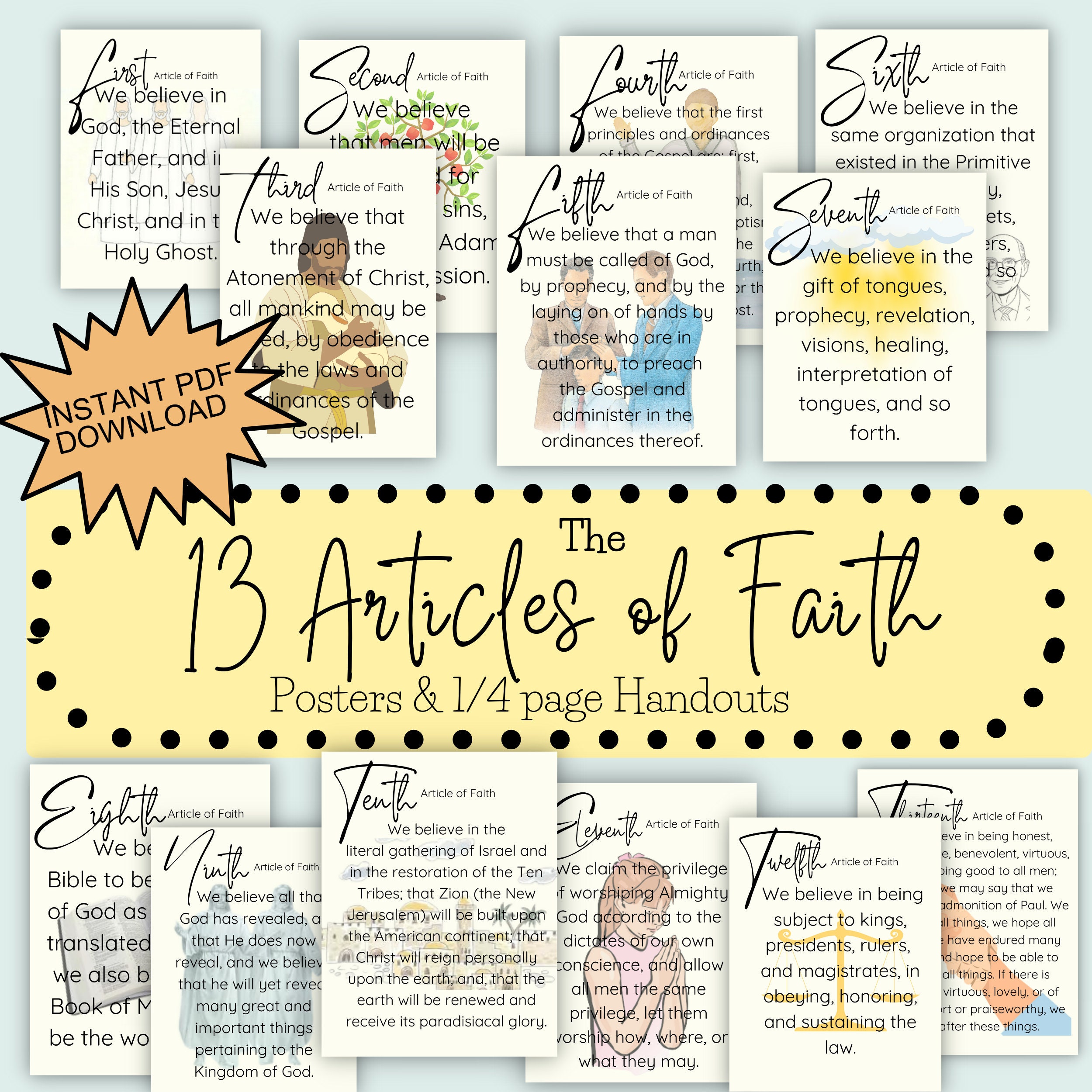 13 Articles of Faith Printable, LDS Primary Bulletin Board 2023, Visual ...