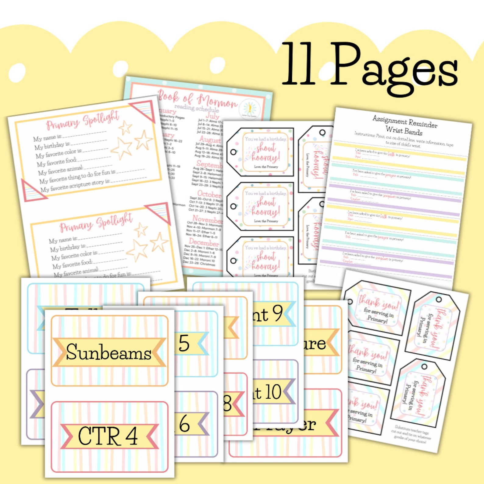 LDS Primary Sign and Tag Bundle, 2024 Book of Mormon, Church of Jesus ...