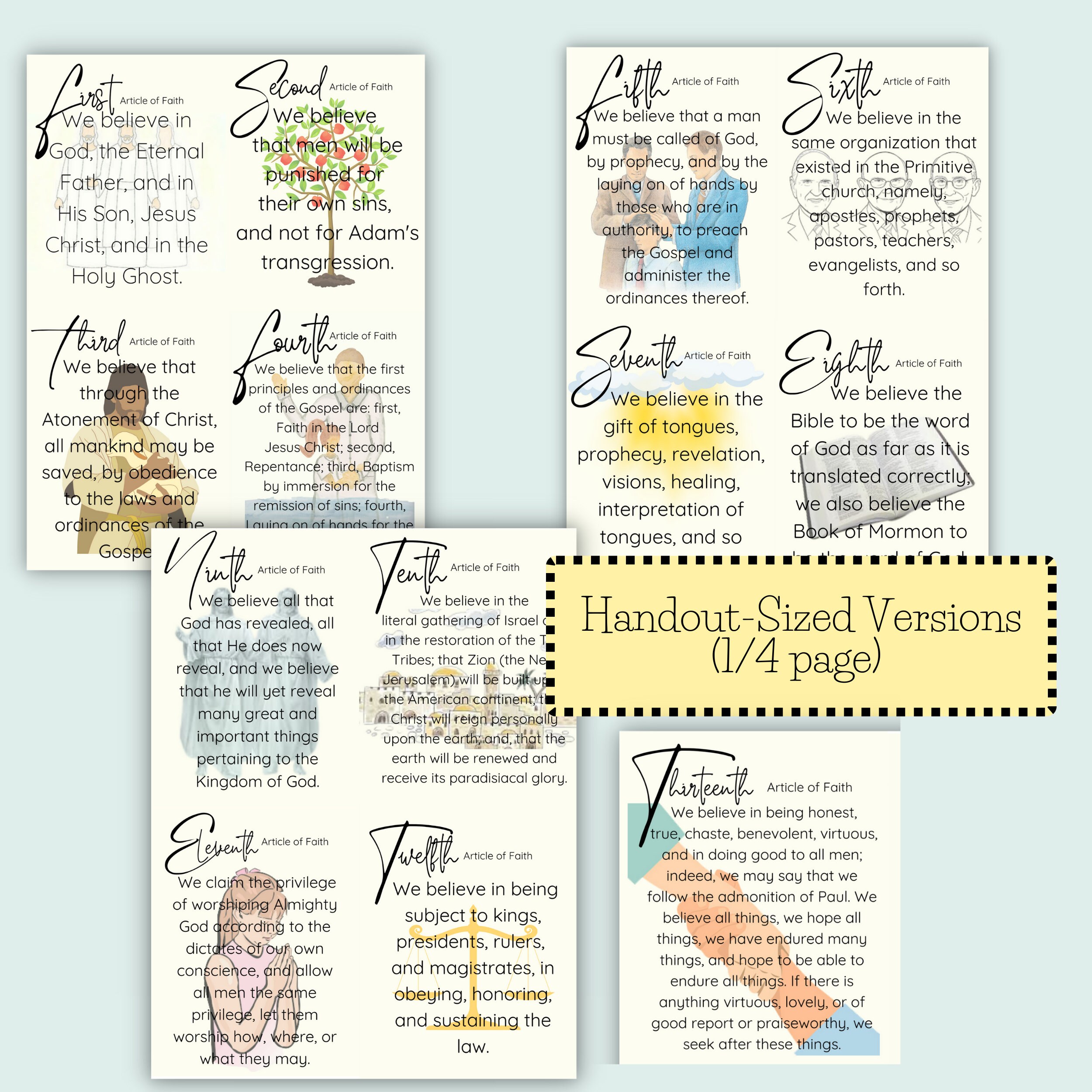 13 Articles of Faith Printable, LDS Primary Bulletin Board 2023, Visual ...