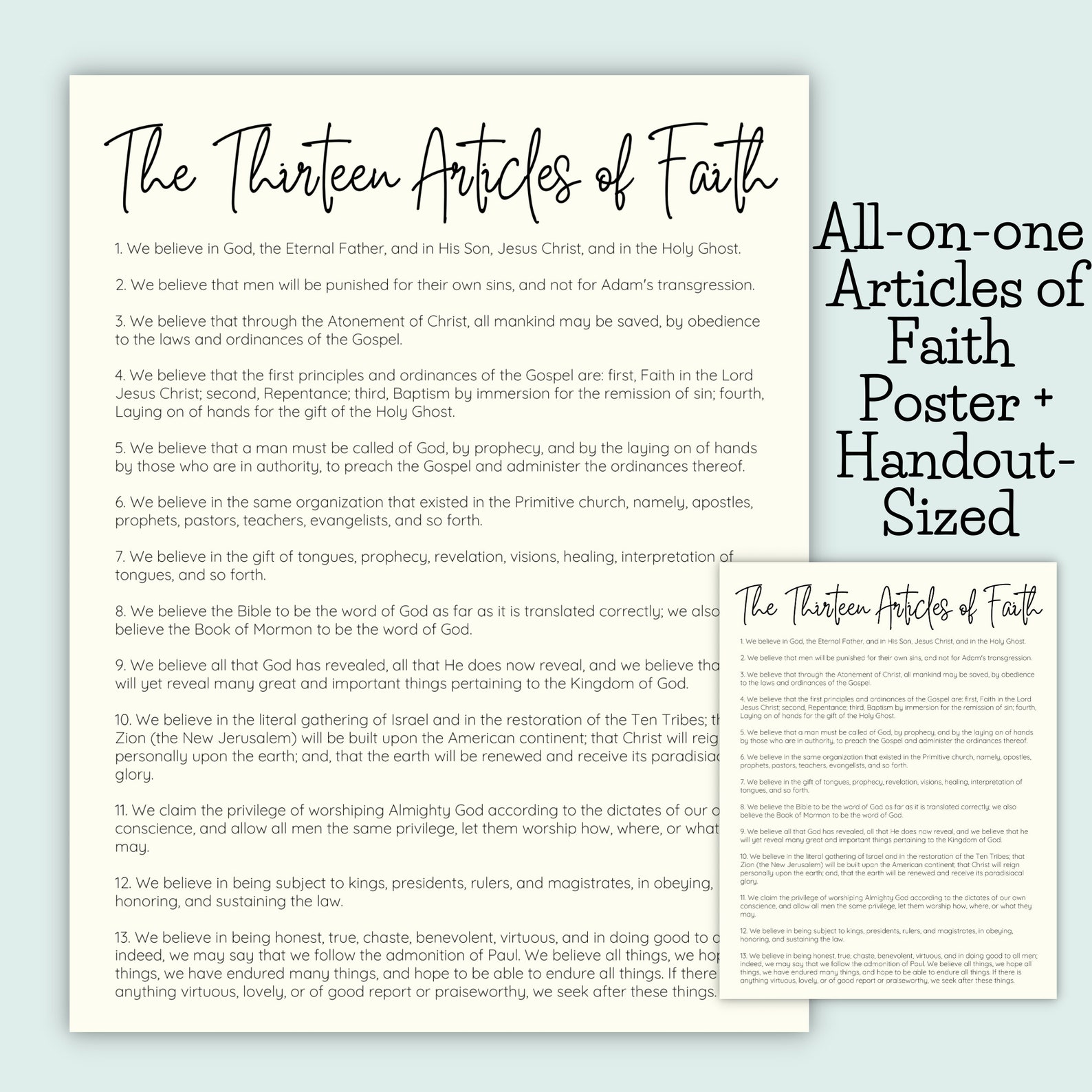 13 Articles of Faith Printable, LDS Primary Bulletin Board 2023, Visual ...