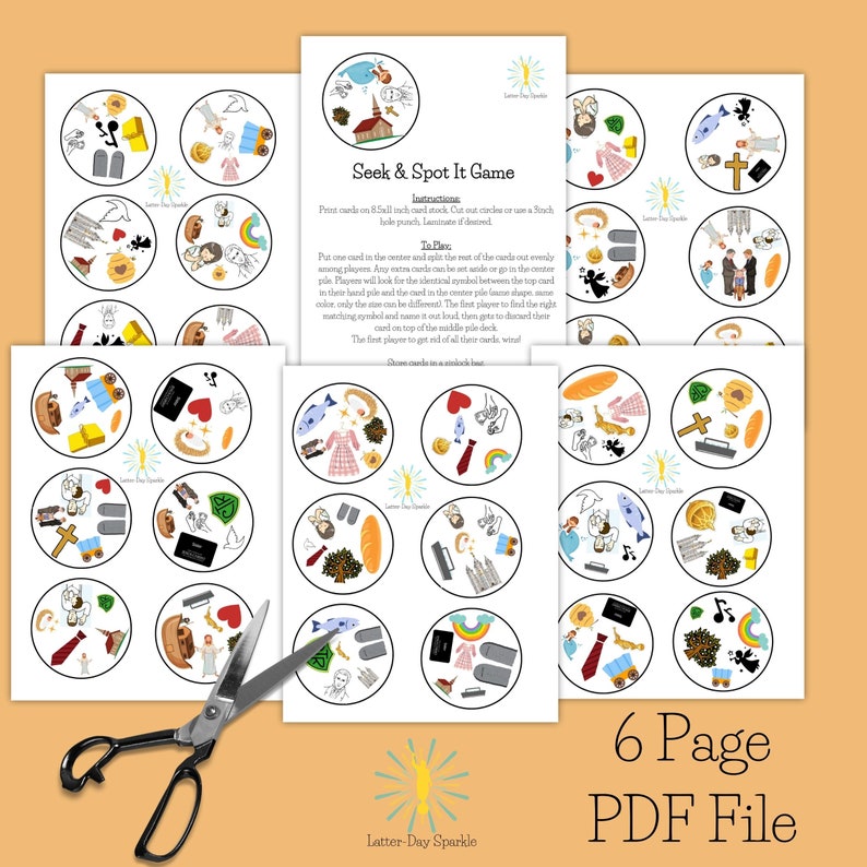 LDS Spot and Seek It and Card Game, Gospel Matching for Family Home ...