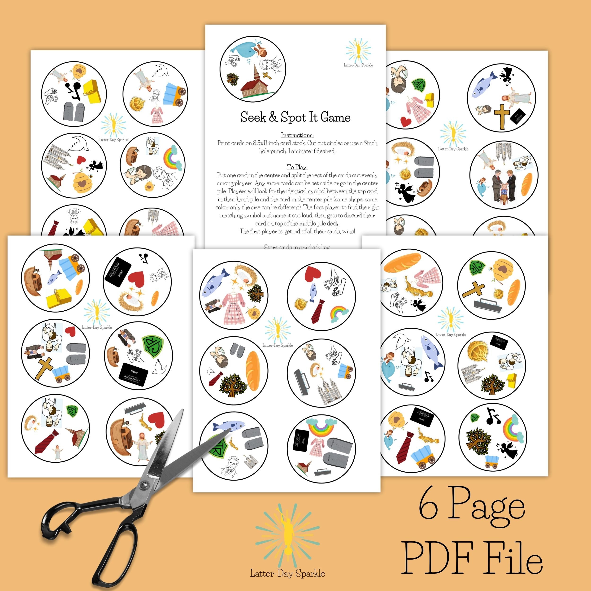 LDS Spot and Seek It and Card Game, Gospel Matching for Family Home ...