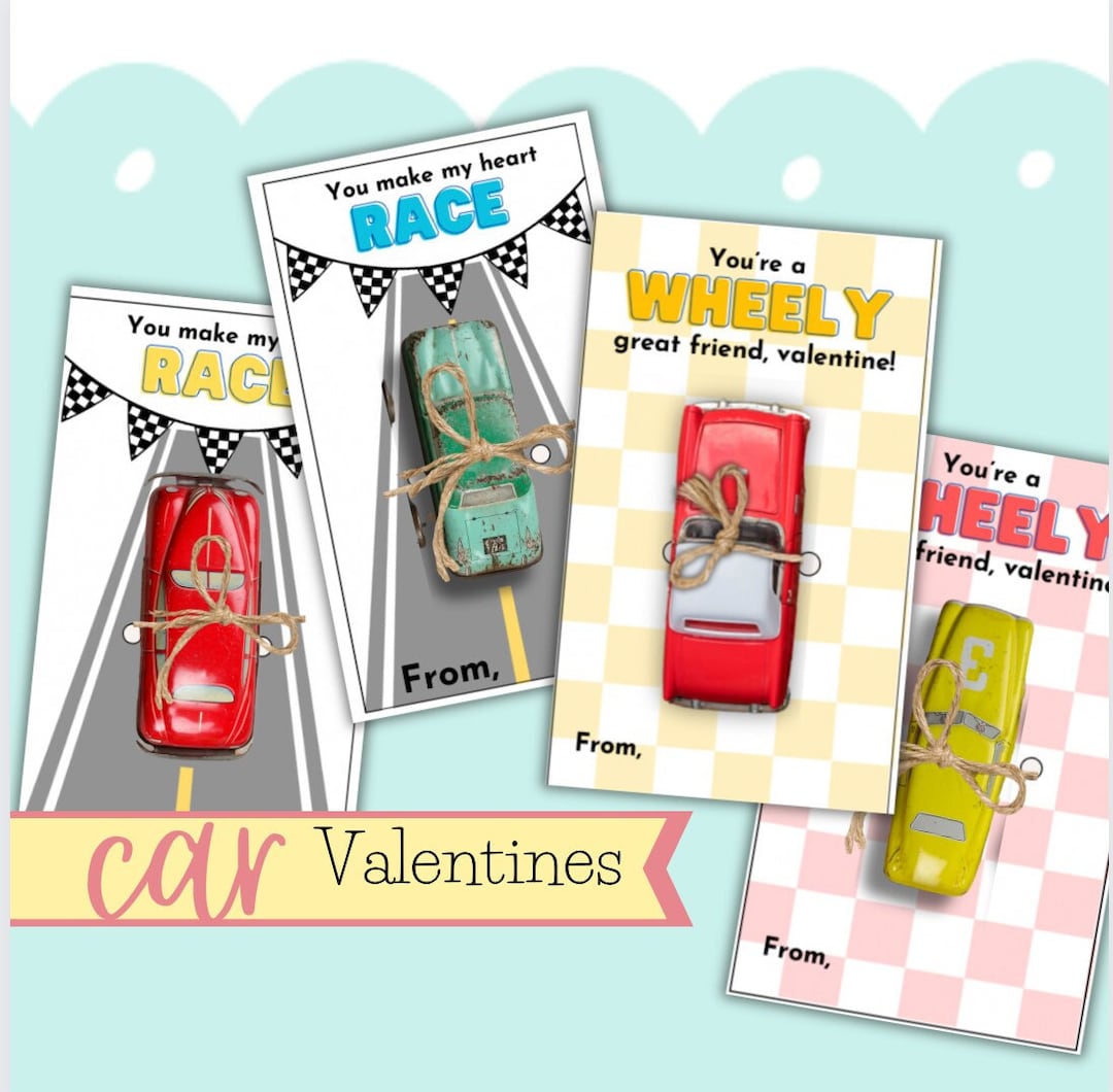 Car Valentine Cards for Kids, Hot Wheels Valentine’s Day, Race Car ...