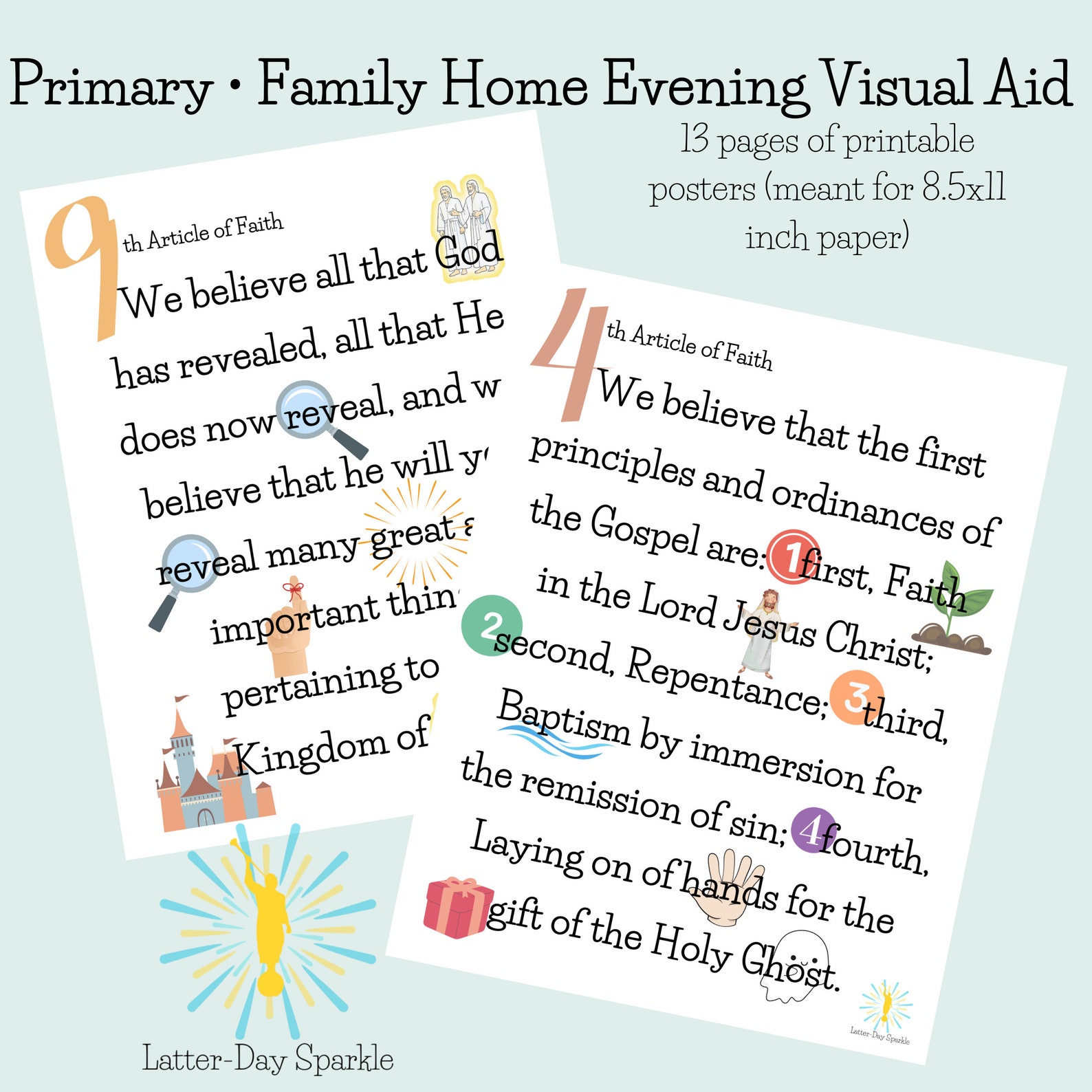 13 Articles of Faith Printable LDS Primary 2023 Visual Aid - Etsy
