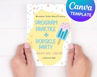 Editable Primary Program Practice Invitation Canva Template, Digital or ...