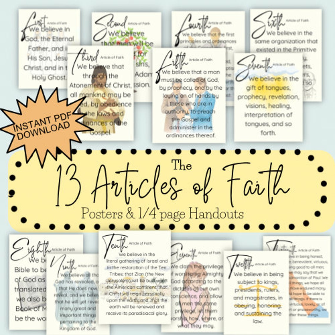 13 Articles of Faith Printable, LDS Primary Bulletin Board 2023, Visual ...