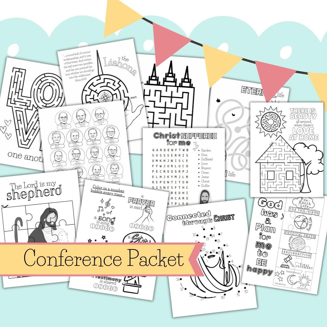 LDS General Conference Kids Activity Packet – Printable Games, Coloring ...