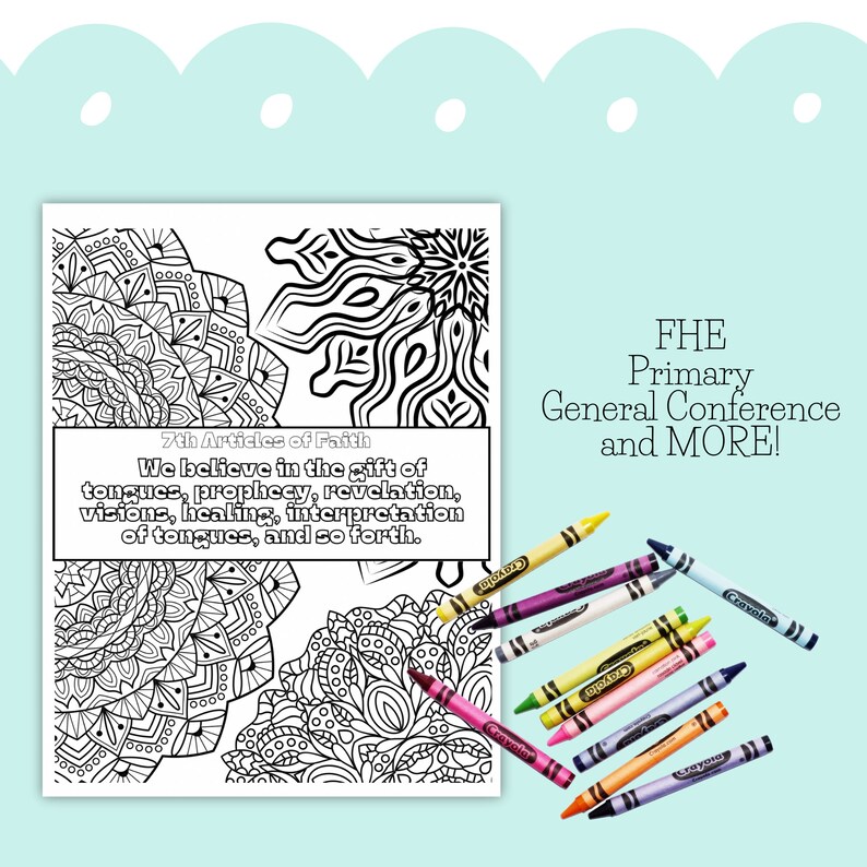 Articles of Faith Coloring Pages, LDS General Conference Packet , 13 ...
