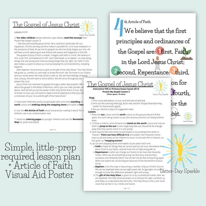The Gospel of Jesus Christ Family Home Evening or Primary Lesson ...