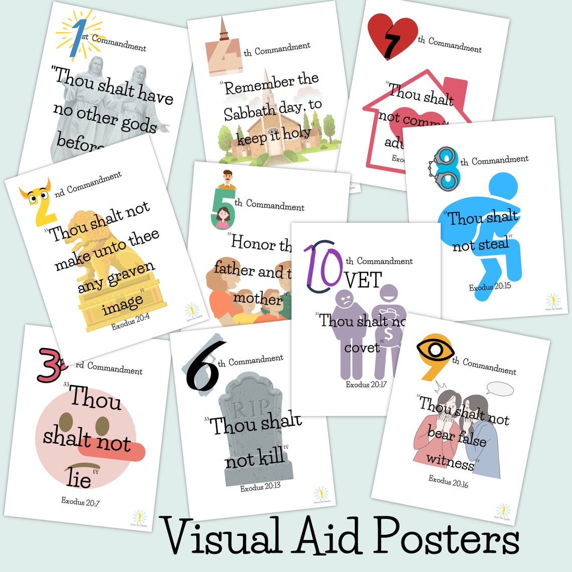 10 Commandments Printable, LDS Primary, Visual Aid Memorization ...