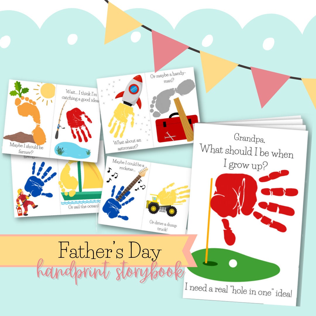 Hand/footprint Book for Grandpa, Father’s Day, Kids Homemade Gift for ...