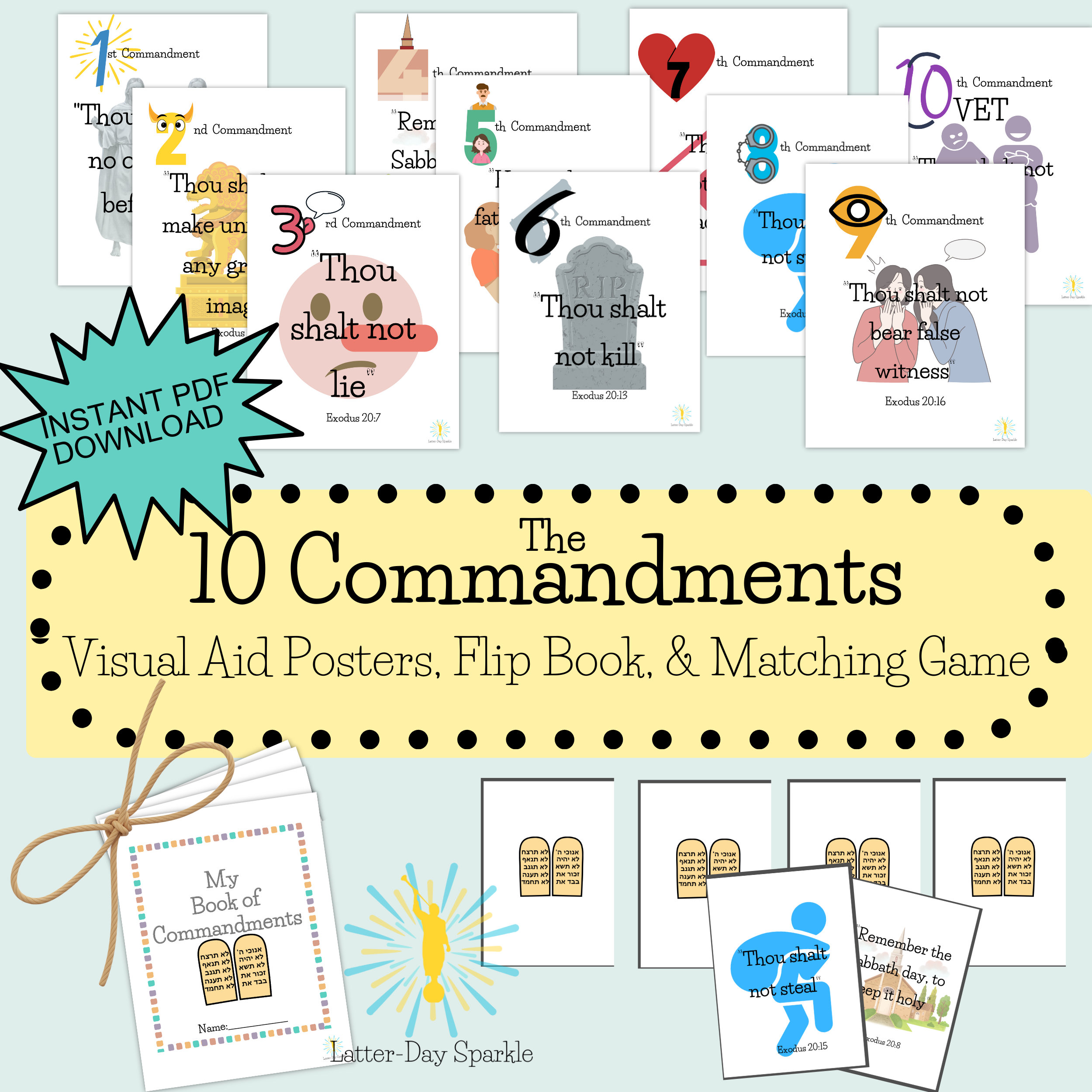 10 Commandments Printable, LDS Primary, Visual Aid Memorization ...
