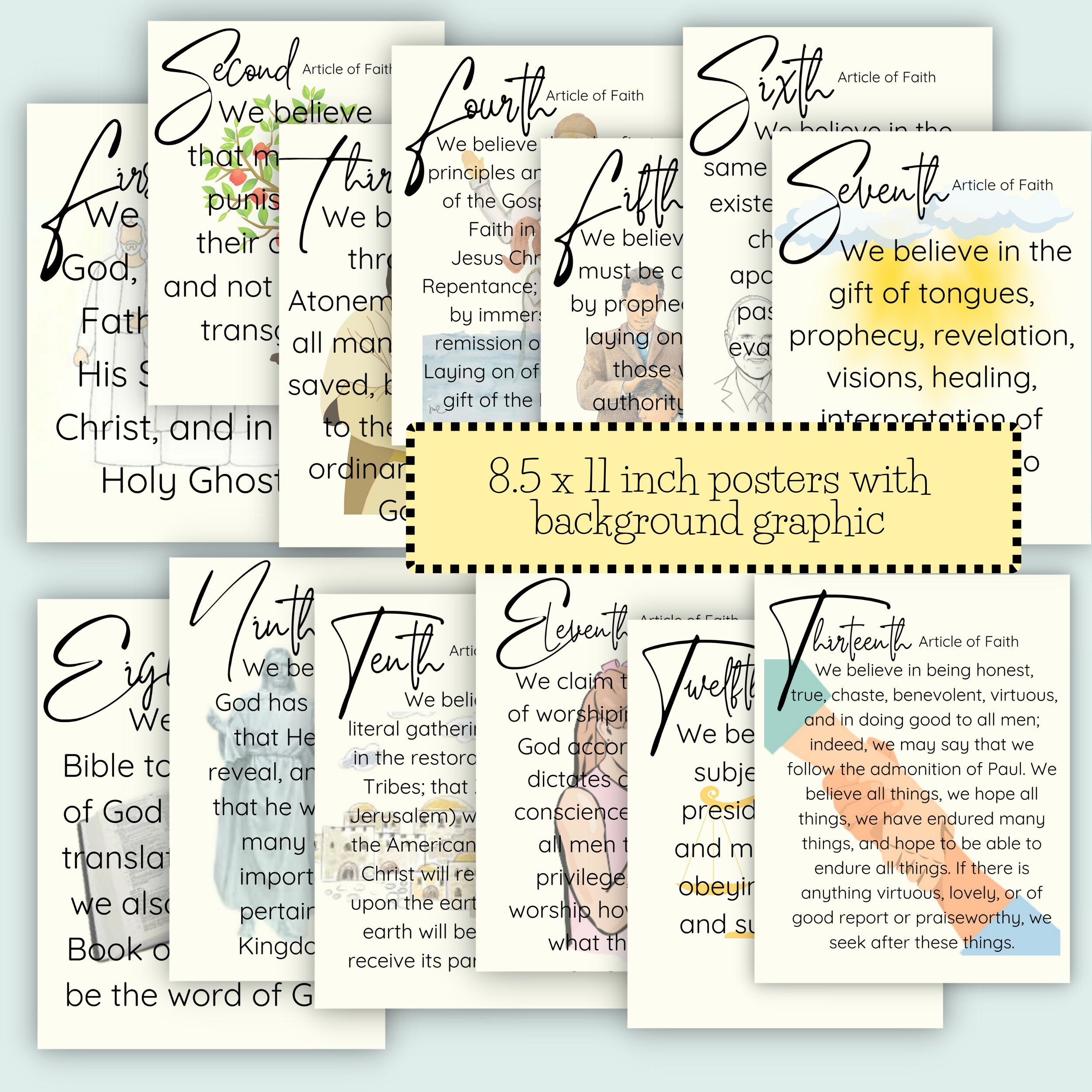 13 Articles of Faith Printable, LDS Primary Bulletin Board 2023, Visual ...