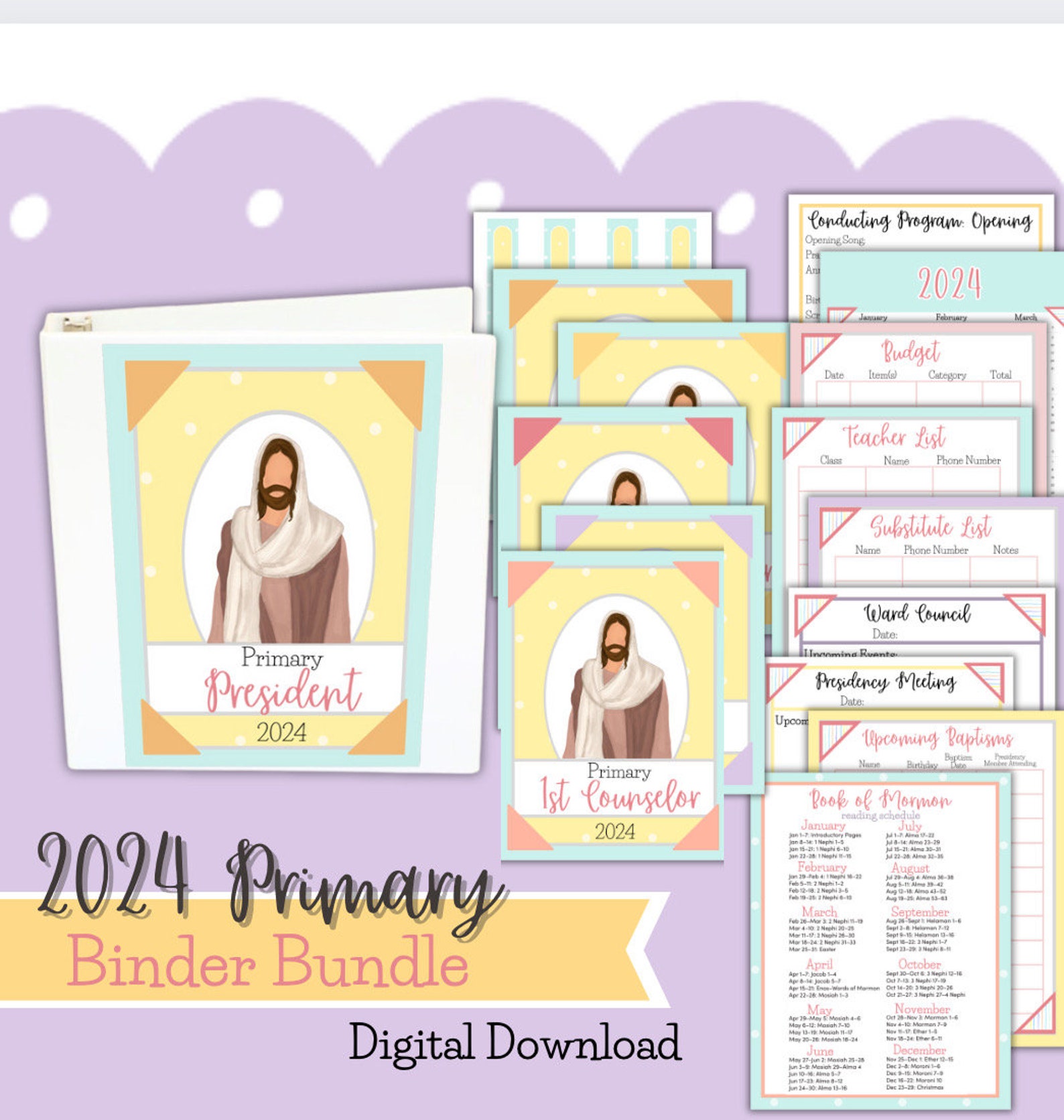 2024 Primary Binder Bundle, CMF Book of Mormon, Presidency Templates ...