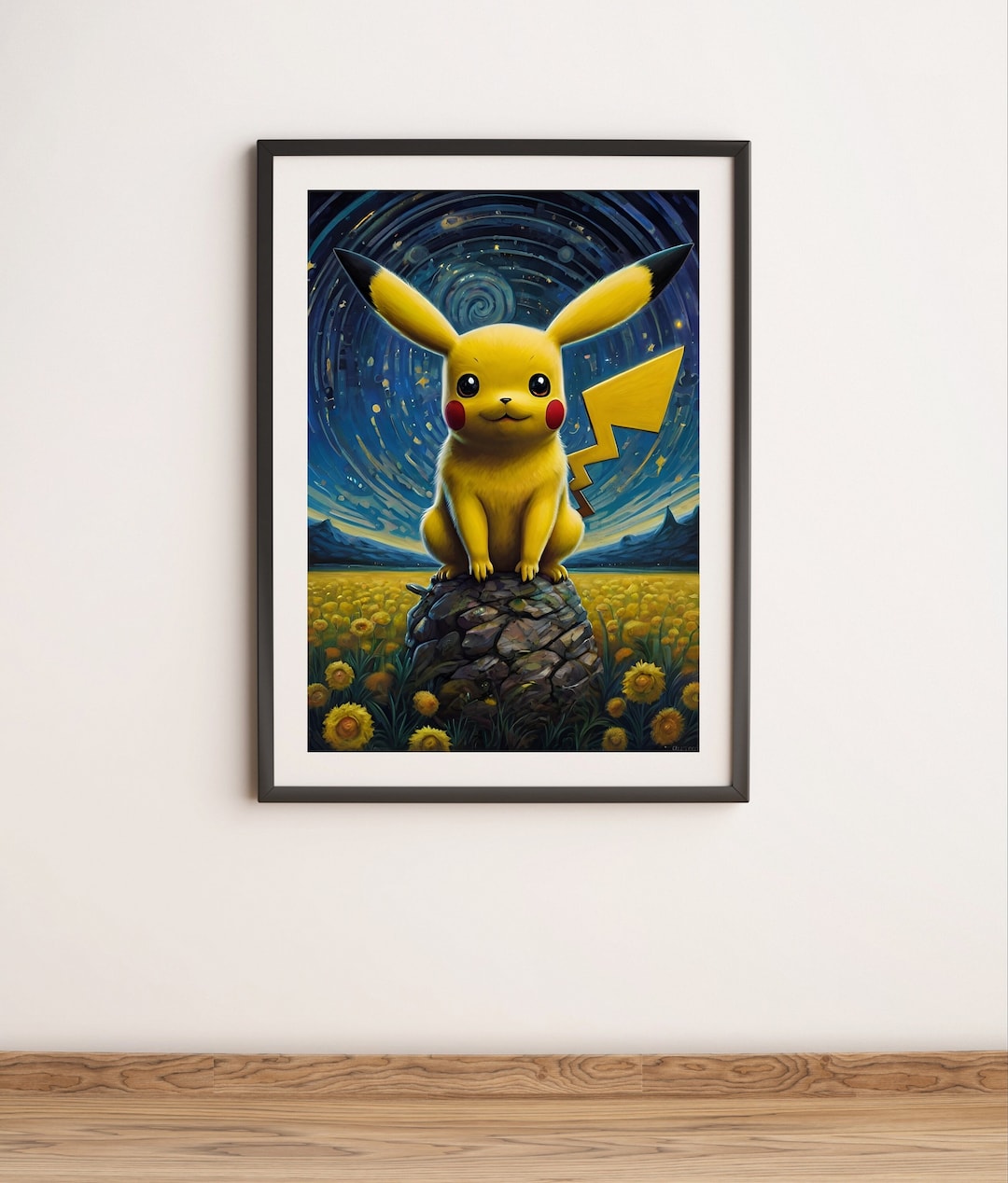 Pikachu Van Gogh Style Art, Pikachu Artwork, Anime Poster, Pikachu With ...