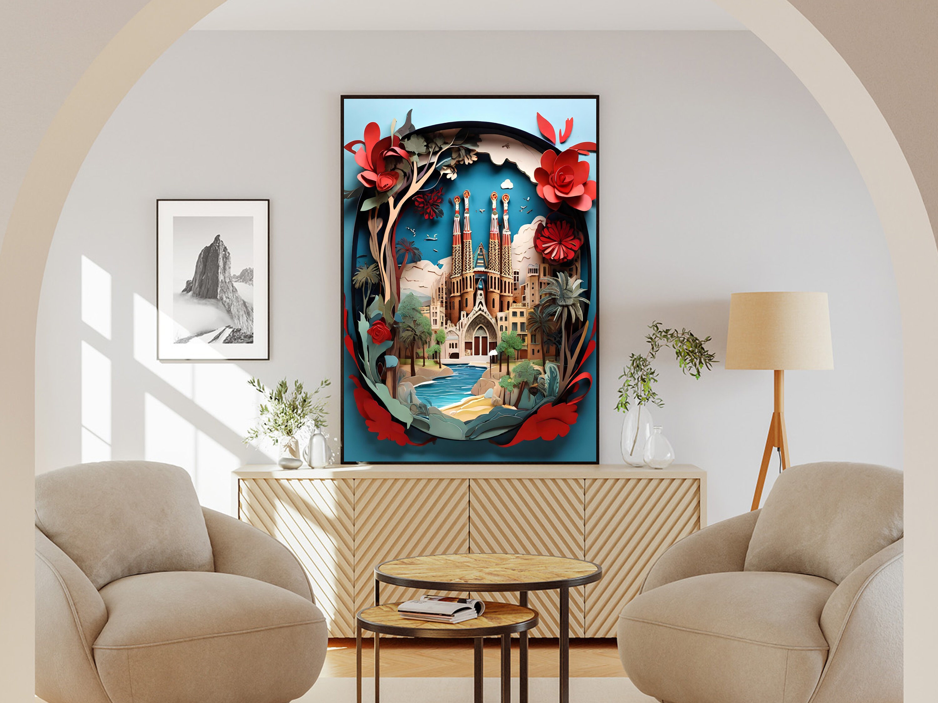 Barcelona Quilling 3D Paper Wall Art, Paper Quill Barcelona Paper Art ...