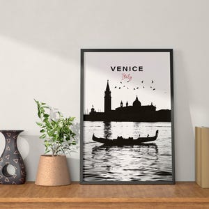 Venice City Print, Black and White Travel Poster, Italy Wall Art ...