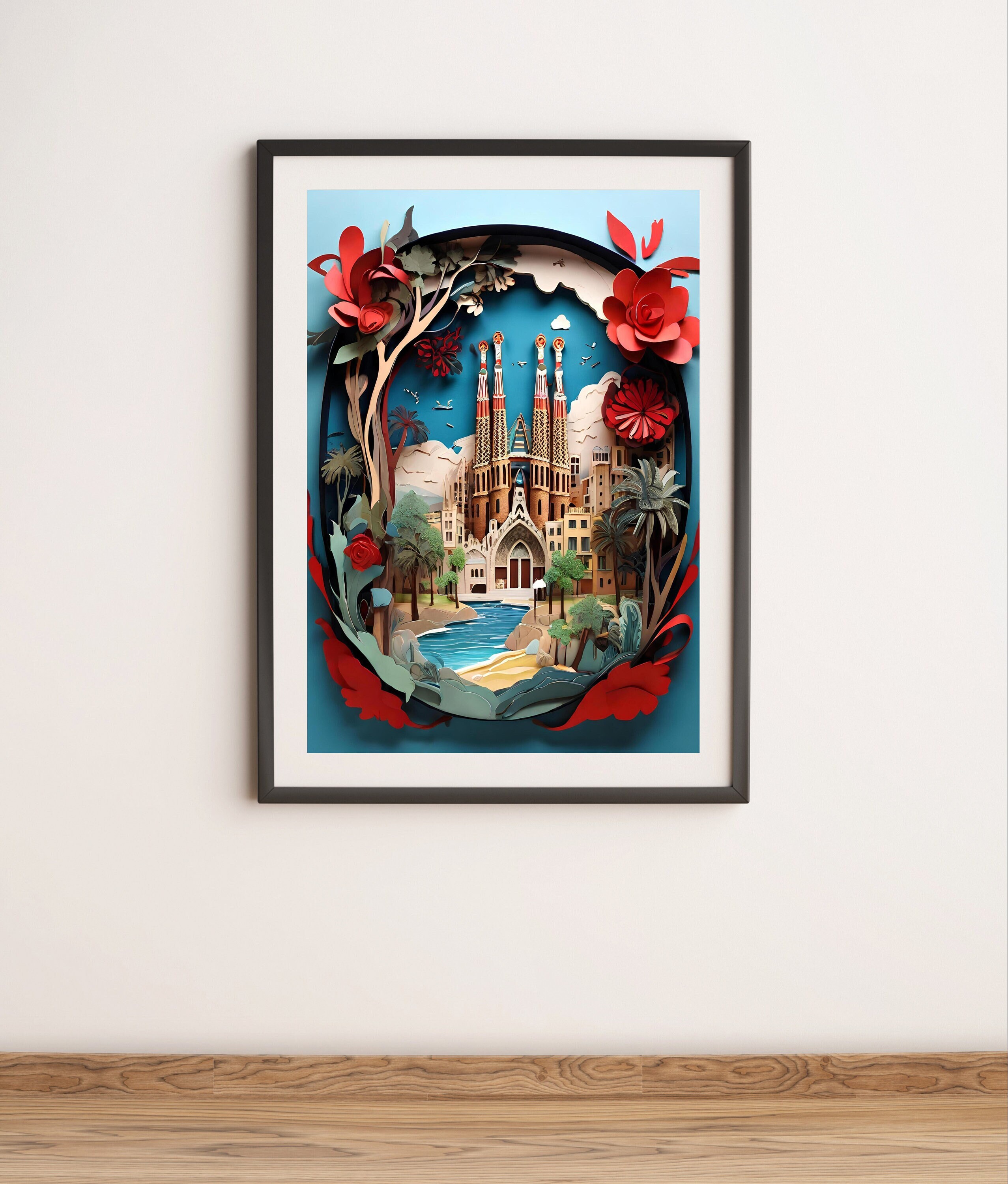 Barcelona Quilling 3D Paper Wall Art, Paper Quill Barcelona Paper Art ...