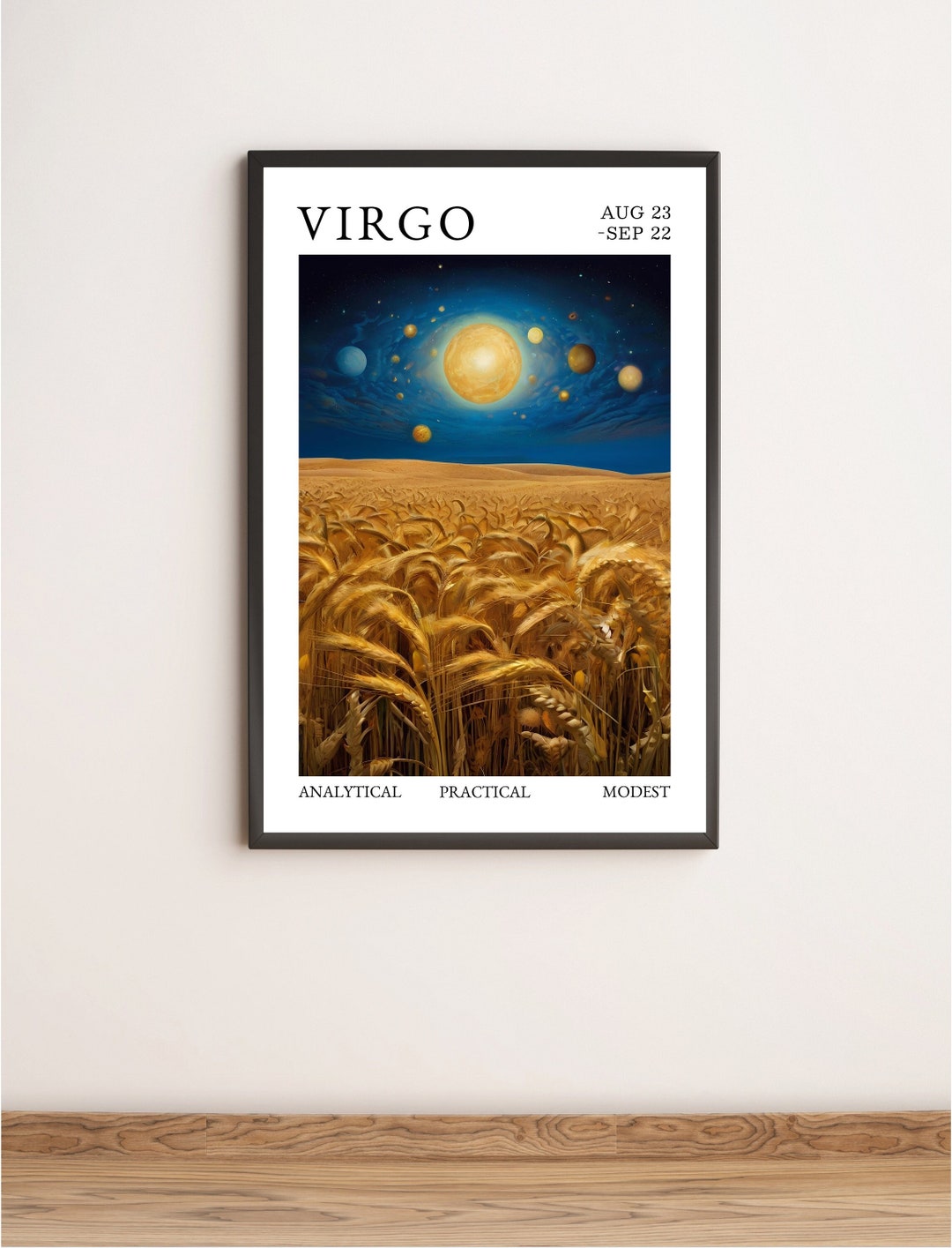 Virgo Art Print, Virgo Poster, Horoscope Print, Van Gogh Style Virgo ...