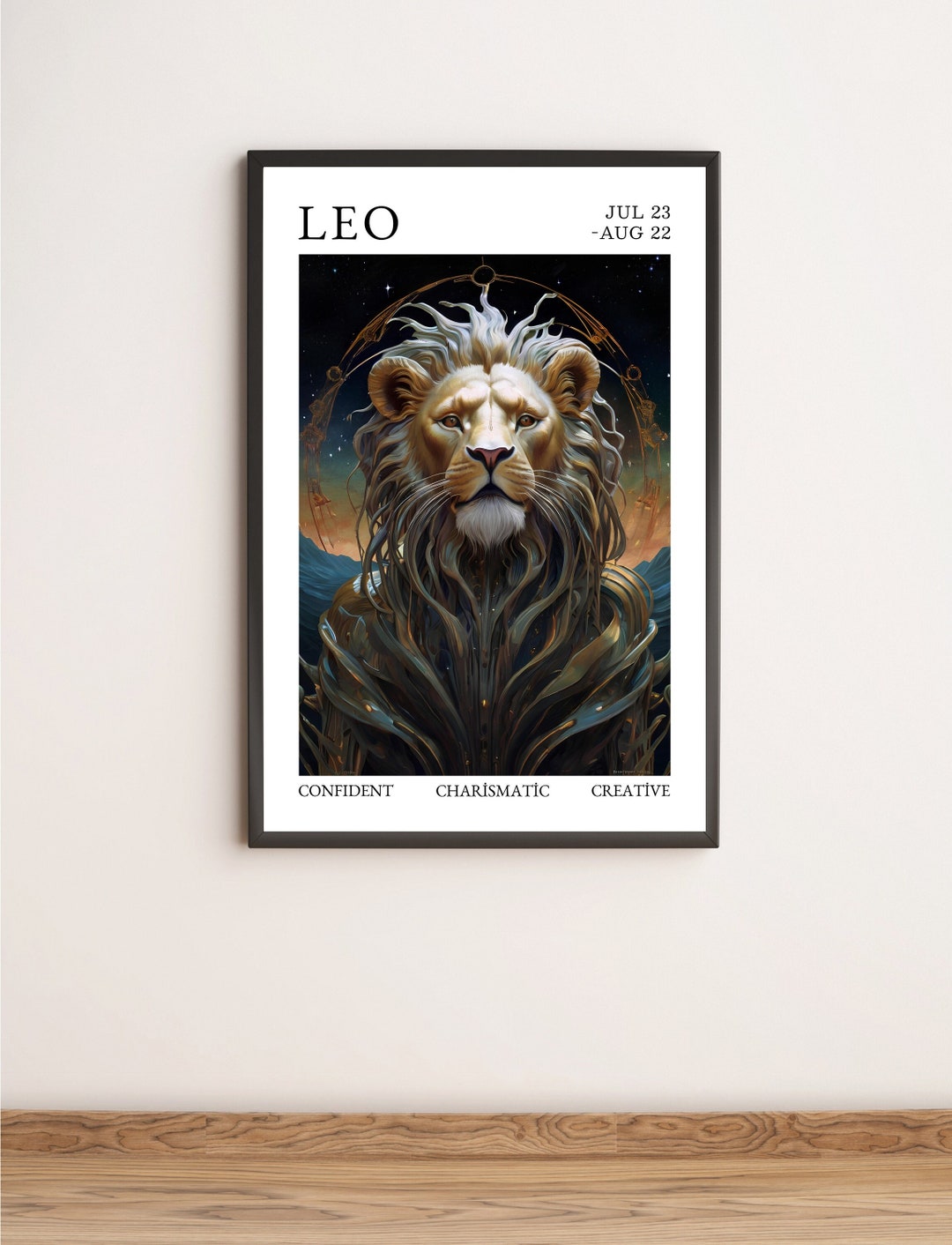 Mythical Leo, Lion August Birthday, Astrology Zodiac Art Print, Leo Art ...