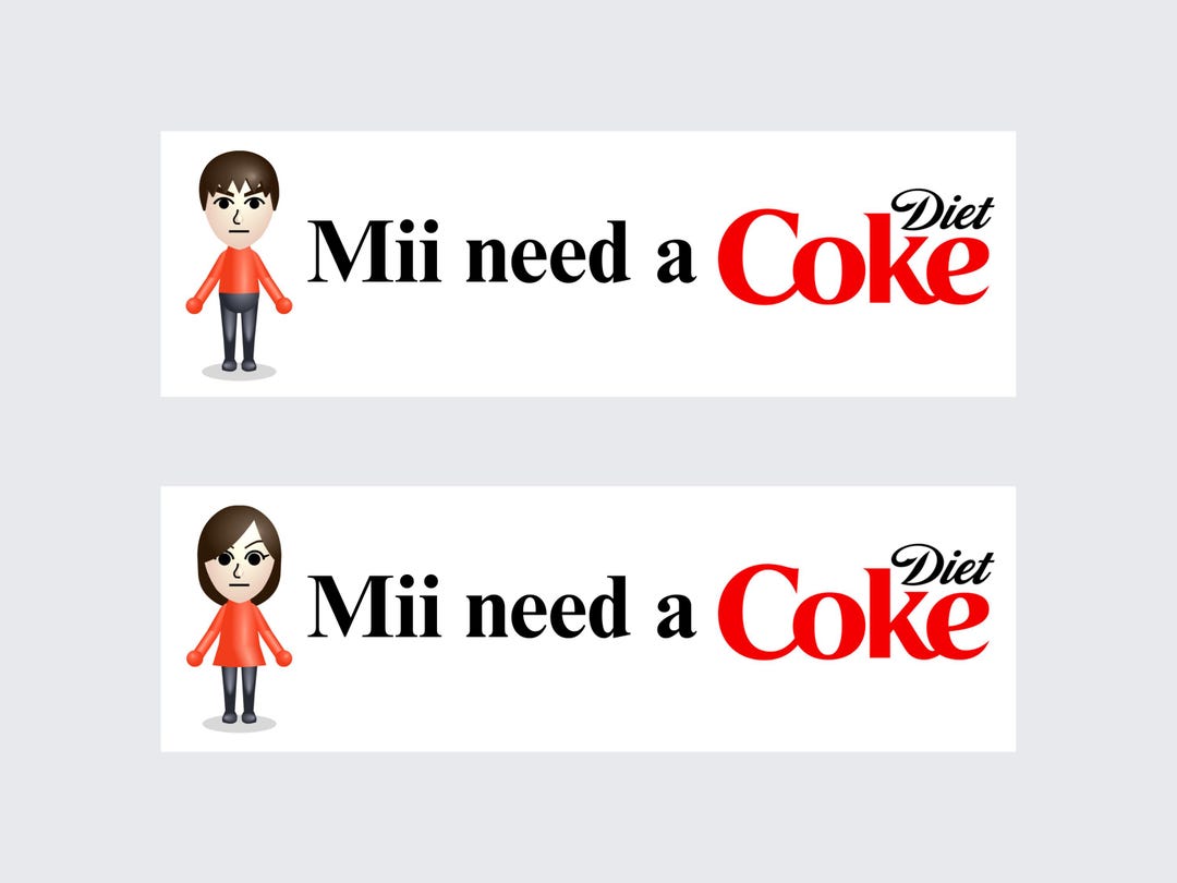 Mii Need a Diet Coke | Bumper Sticker AND Magnet | Funny Meme Sticker ...