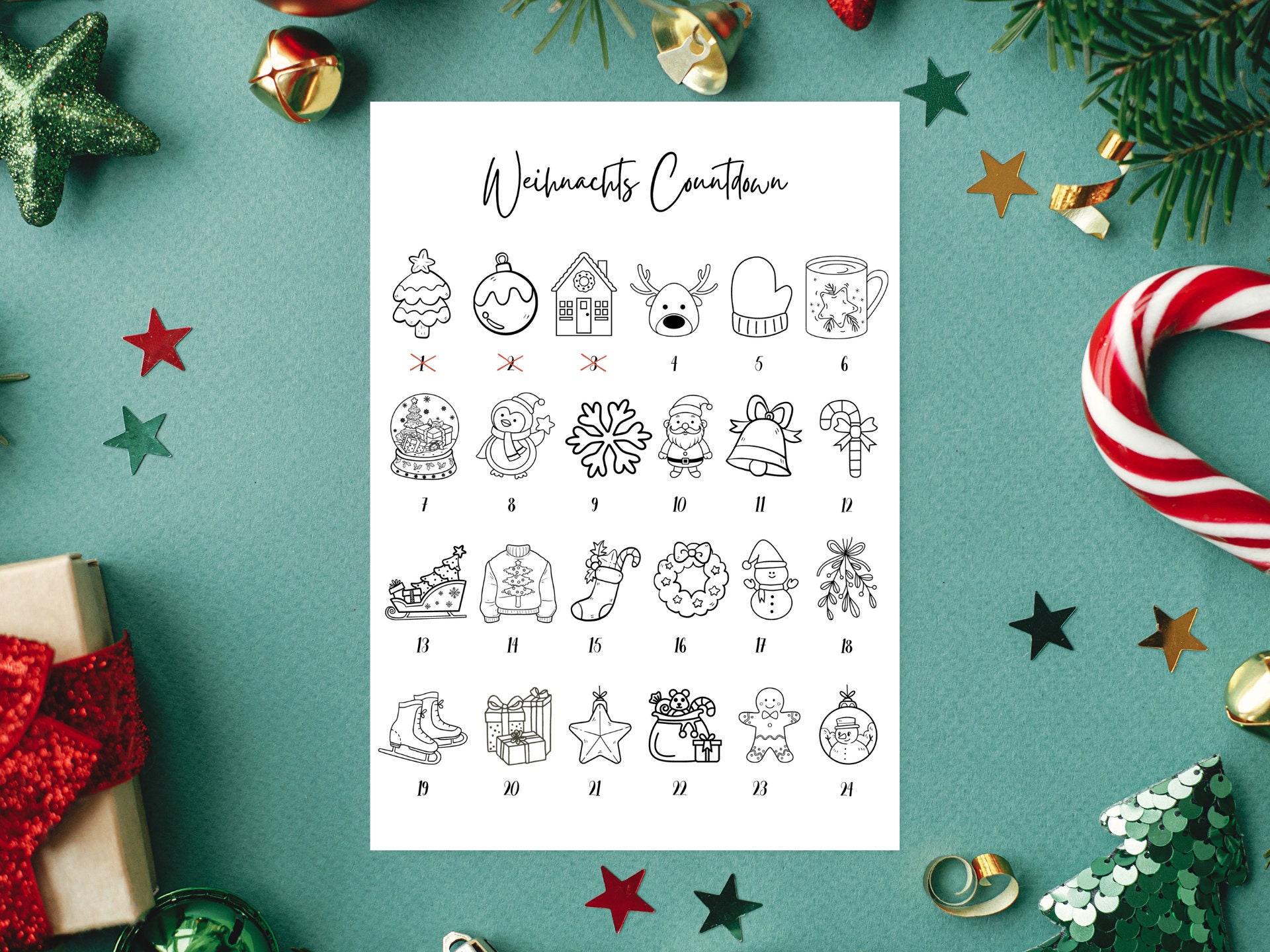Advent Calendar to Print, Christmas Countdown, Minimalist Advent ...