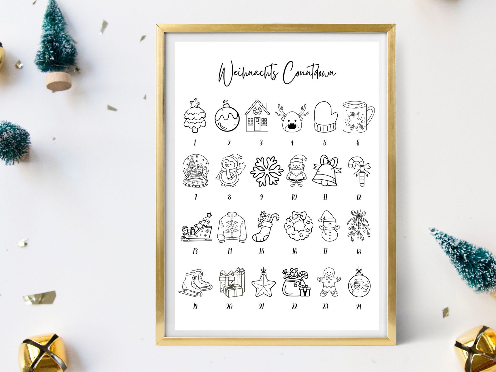 Advent Calendar to Print, Christmas Countdown, Minimalist Advent ...