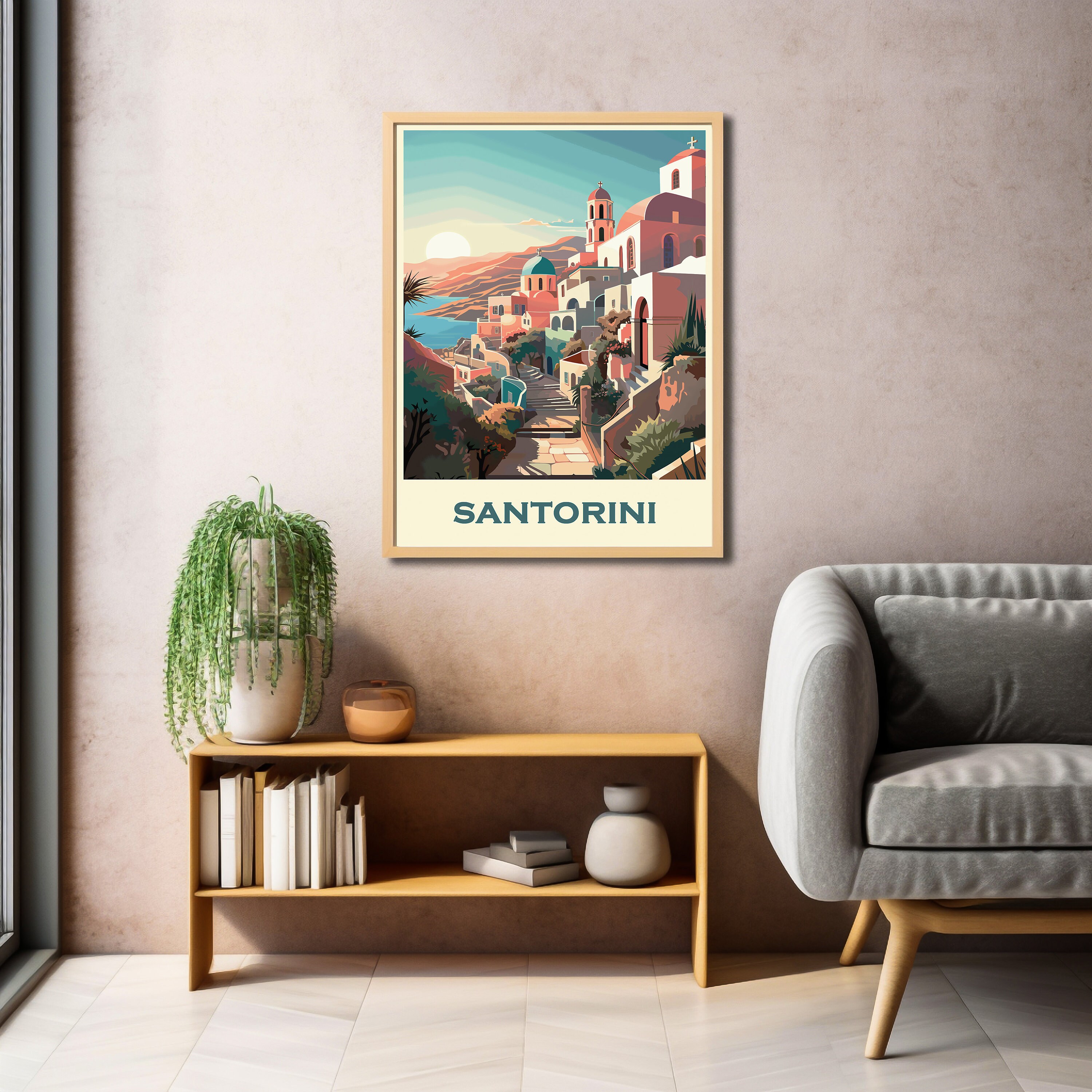Santorini Dreams: Enchanting Greek Island Travel Poster, Wall Art Print ...
