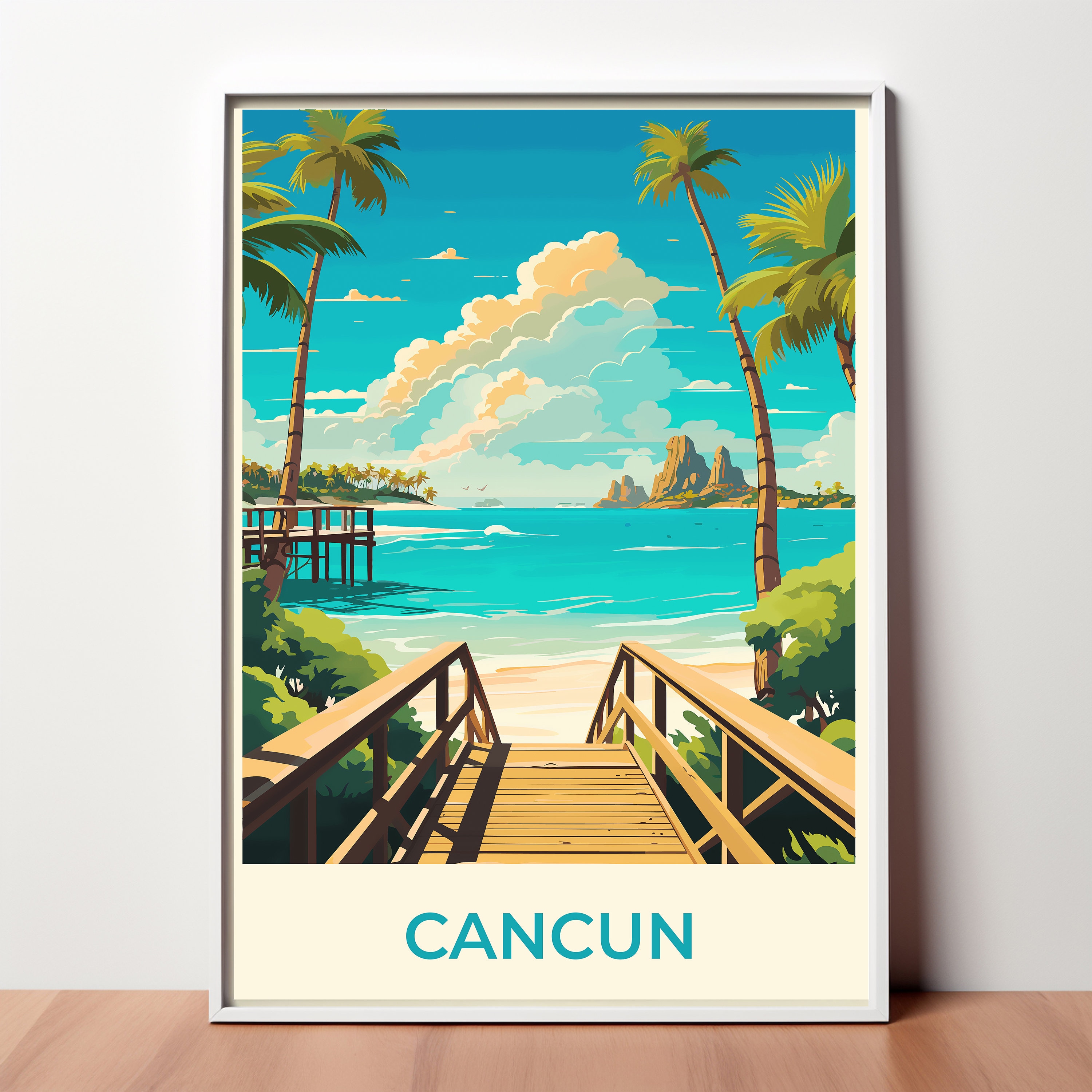 Cancun Unveiled Poster: Coastal Decor, Mexico Travel Art Print Premium ...