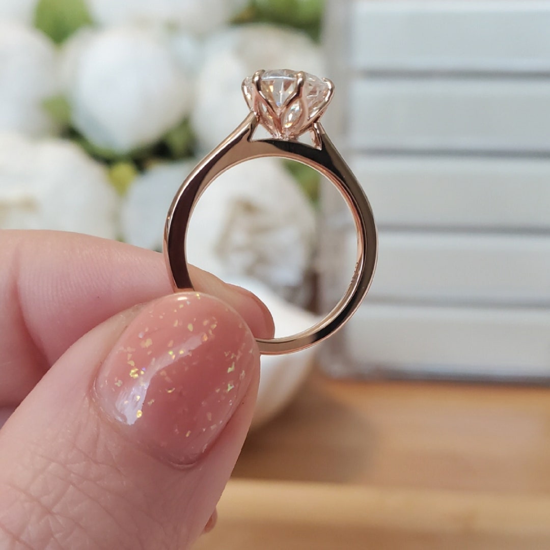 Moissanite Petal Prong Tulip Basket Solitaire Engagement Ring - Etsy