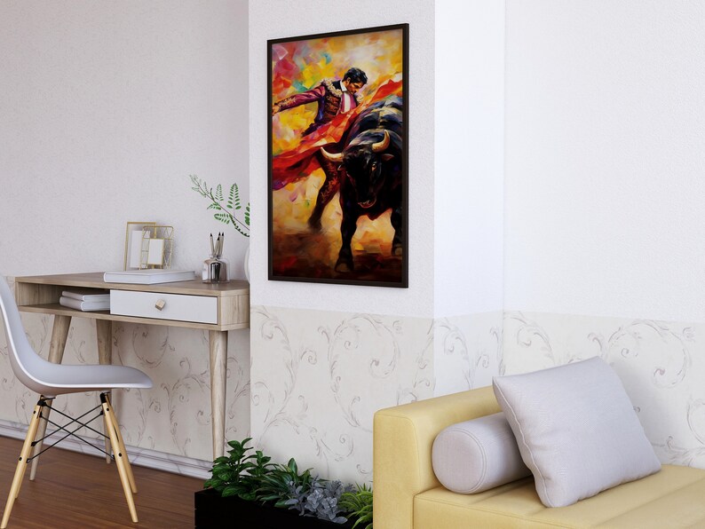 Dance of Danger - Impressionist Digital Print of Matador & Bull ...