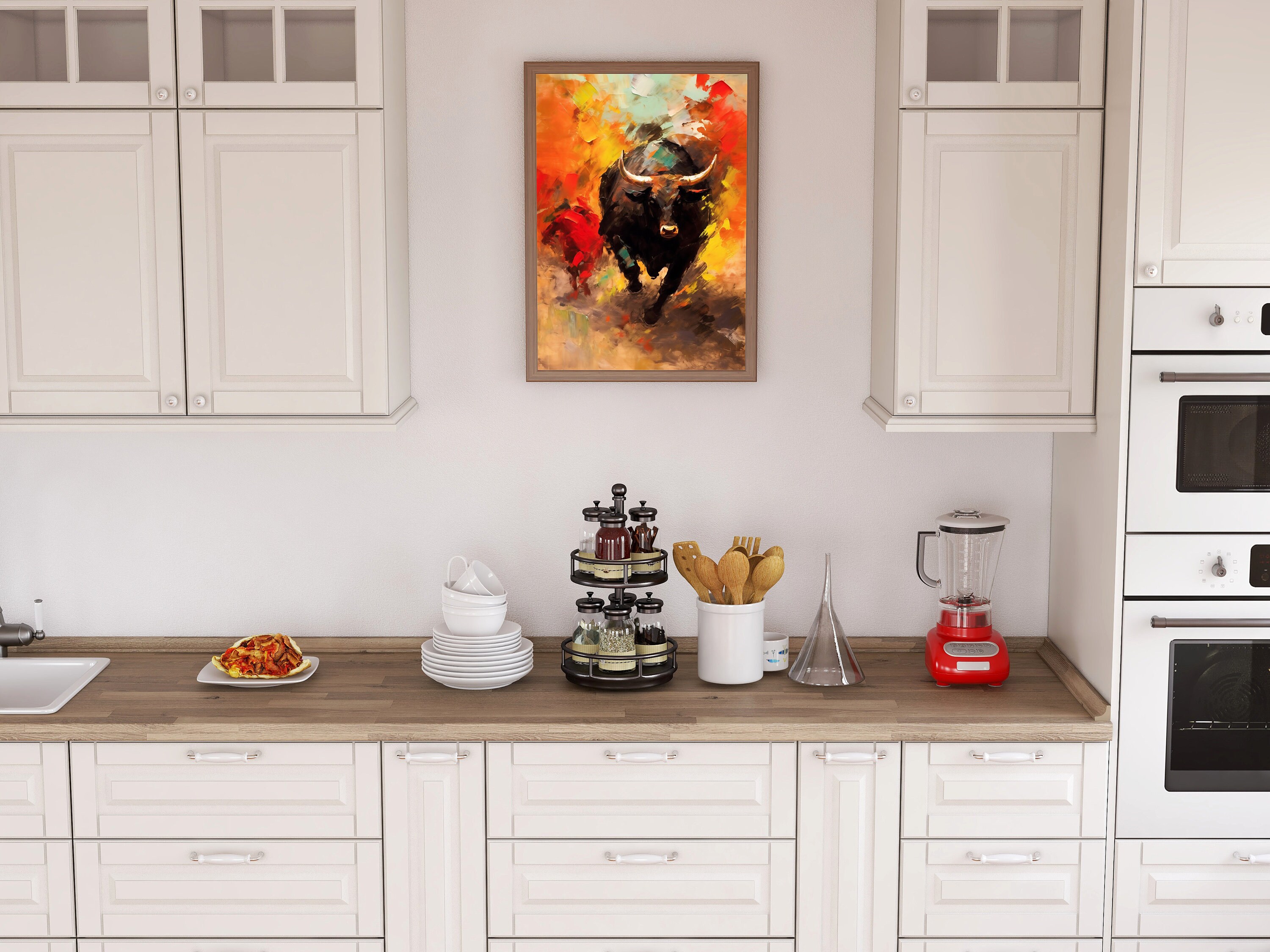 Rampant Bull - Impressionist Style Digital Print, Vibrant and Textured ...