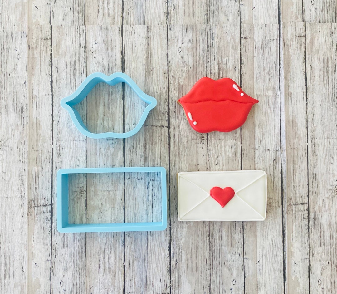 Lips & Envelope Cookie Cutter, Valentines Cutter, Envelop Cutter, Lips ...
