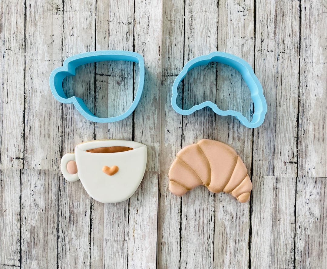 Coffee & Croussiant Cookie Cutter Set, Coffee Mug Cutter, Croussiant ...