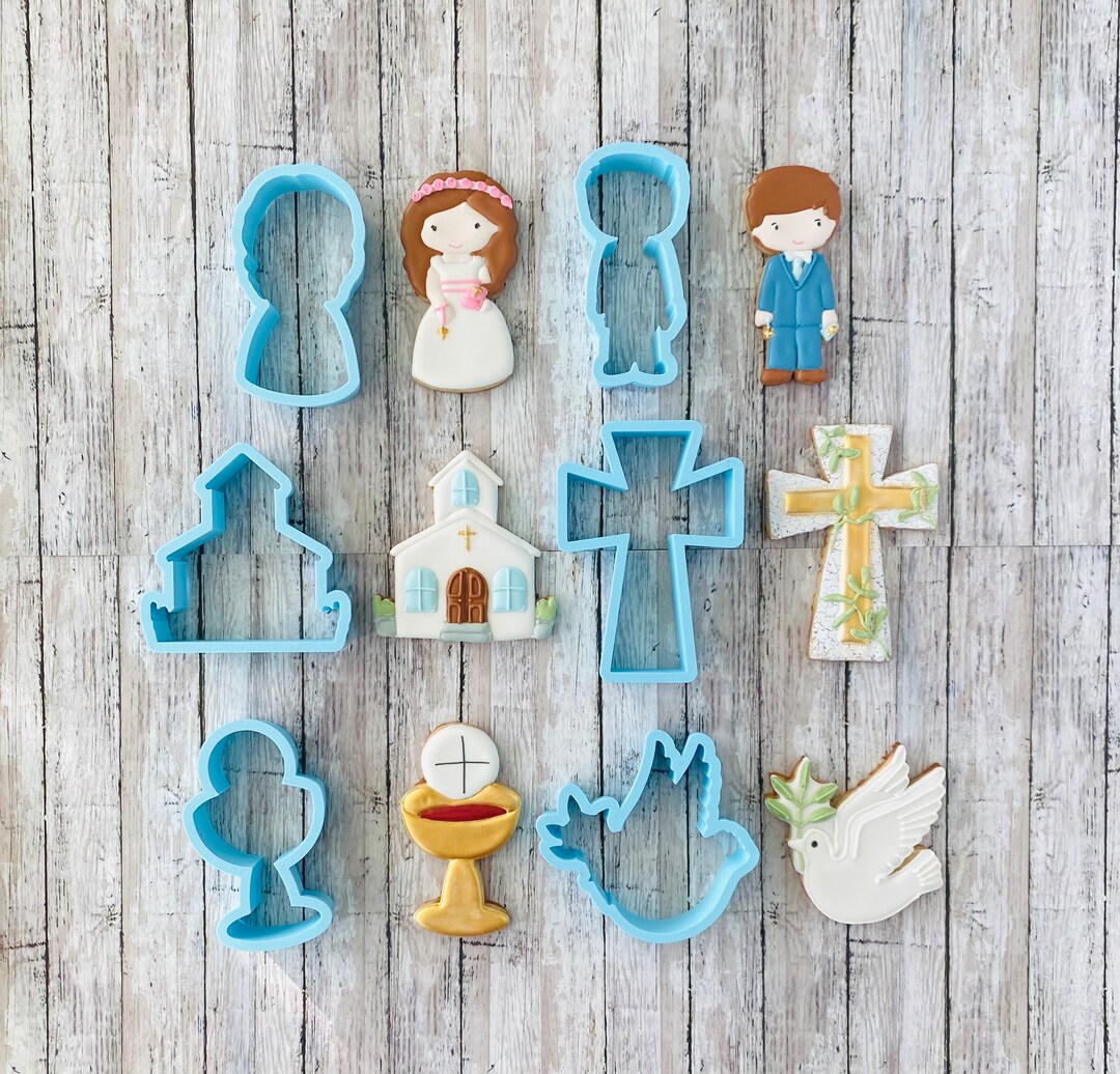 First Communion Cookie Cutter Set, Girl Cutter, Boy Cutter, Church Cutter, Cross Cutter, Dove ...