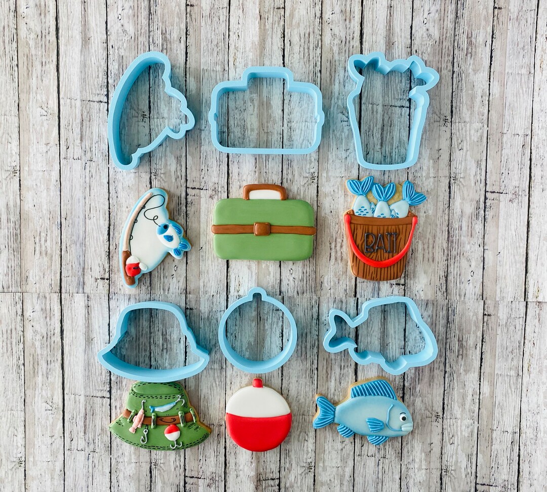 Fishing Cookie Cutter Set, Fishing Hat Cutter, Fishing Rod Cutter ...