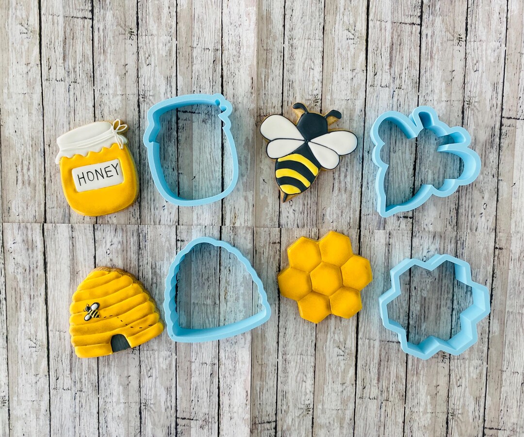 Bee & Honey Cookie Cutter Set, Bee Cutter, Honey Jar Cutter, Homey Comb ...