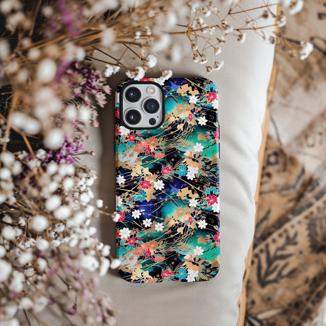 Chiyogami Flowers Tough Phone Case Japanese Floral Aesthetic Fits ...