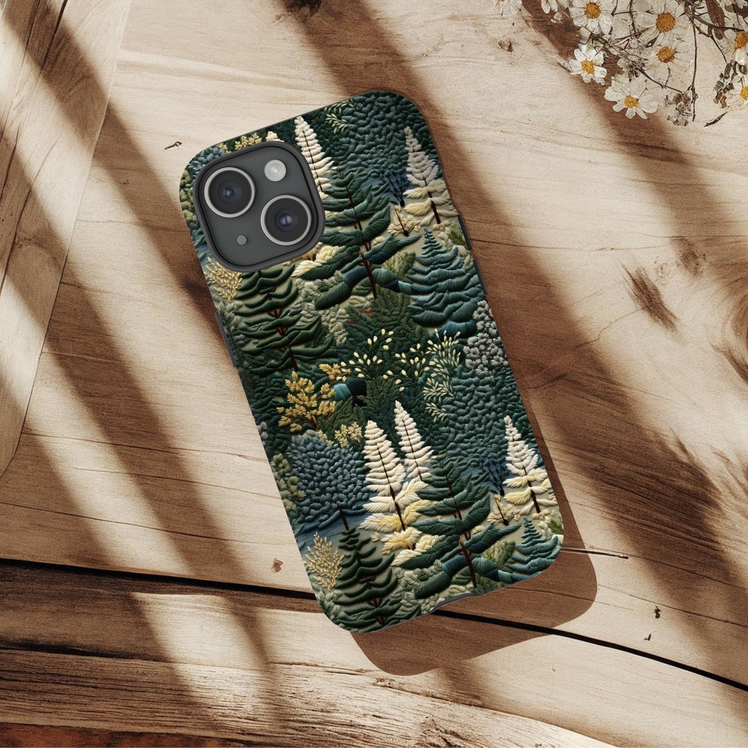 Pine Trees Tough Case, Green Forest Phone Case, Botanical Scenery ...