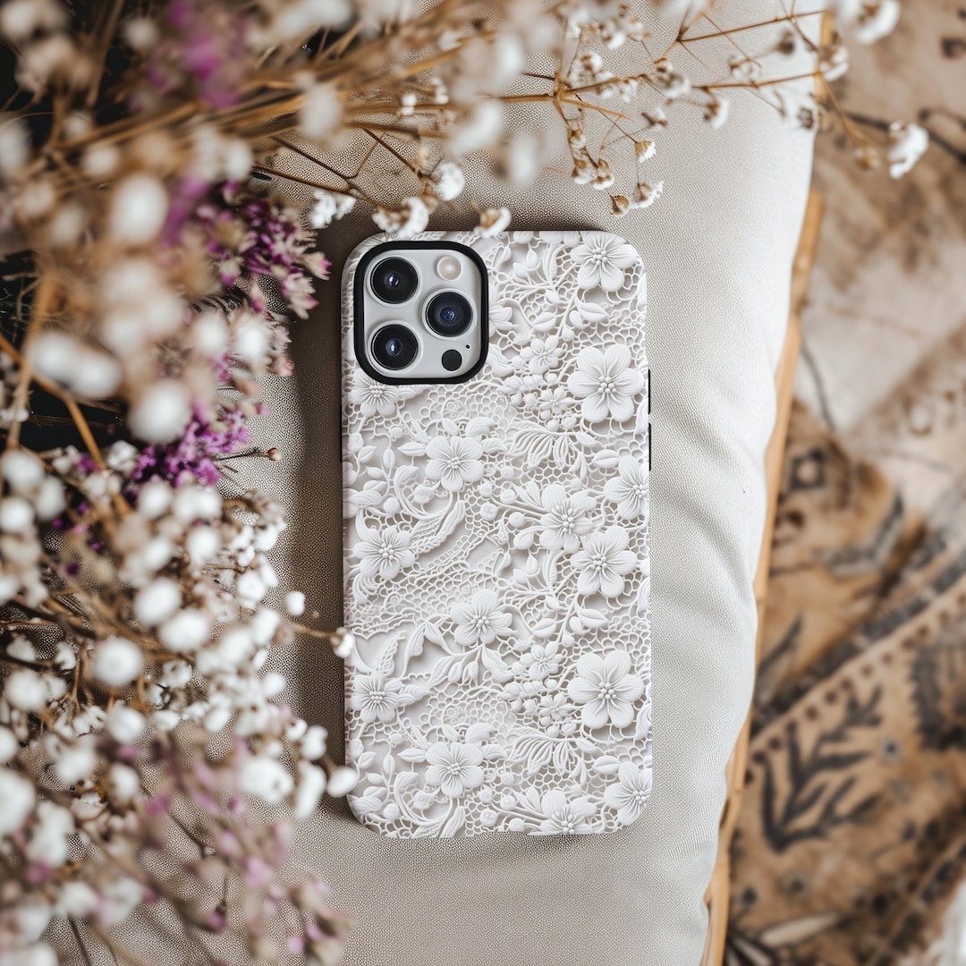 Vintage Lace Effect Doily Phone Case, Coquette Dainty Cottagecore ...