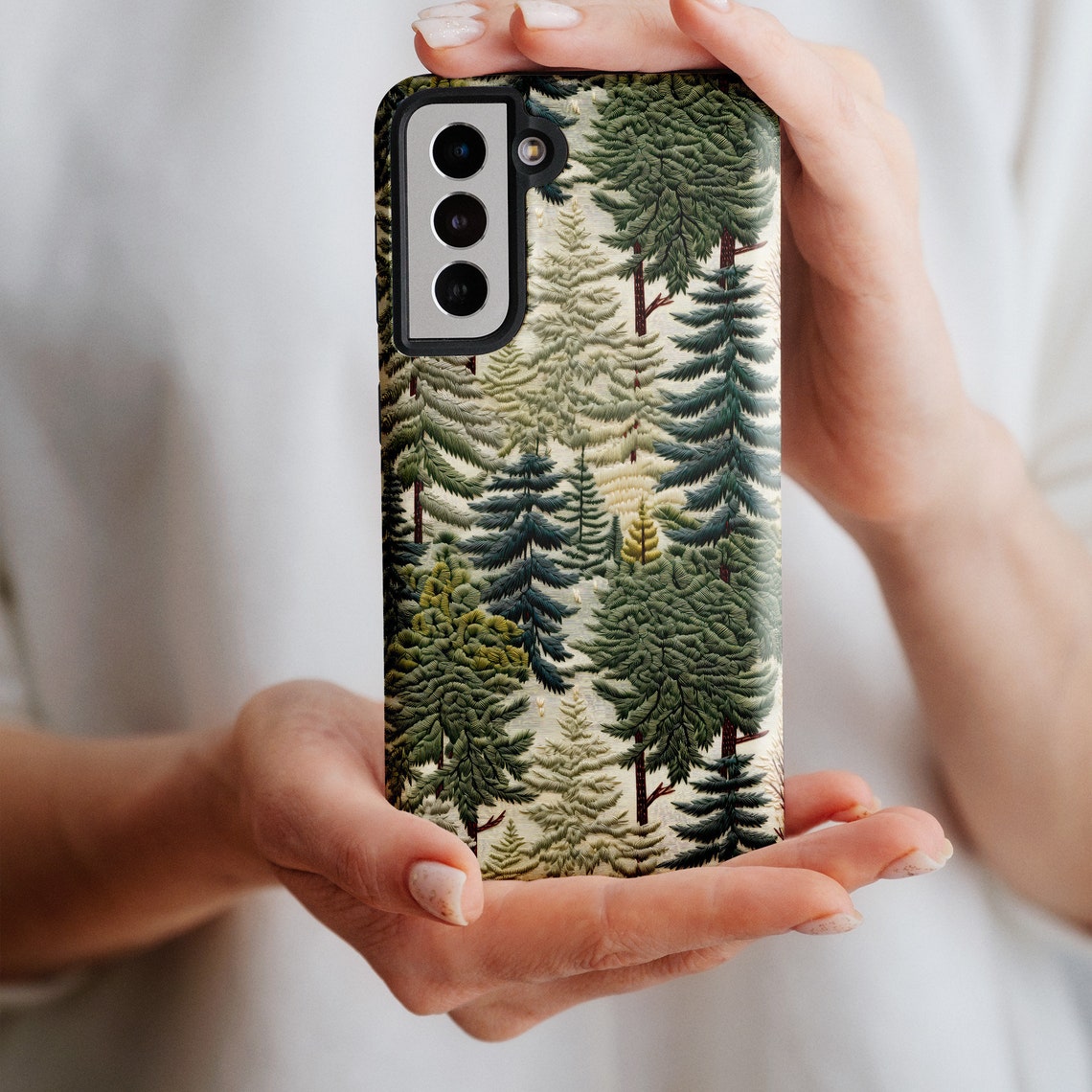 Pine Trees Tough Case, Green Forest Phone Case, Botanical Scenery ...
