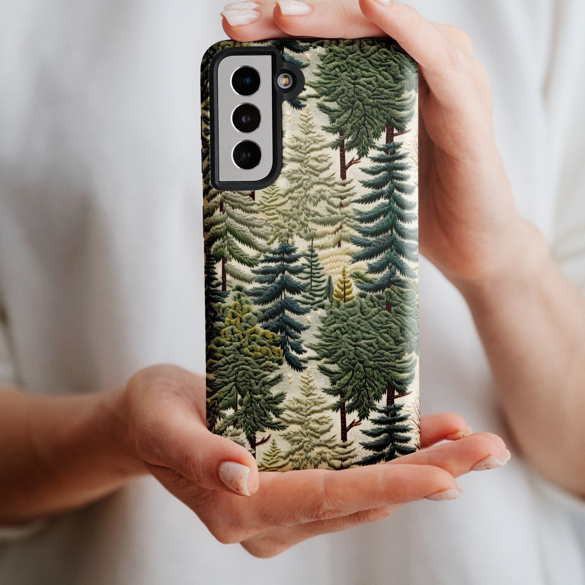 Pine Trees Tough Case, Green Forest Phone Case, Botanical Scenery ...
