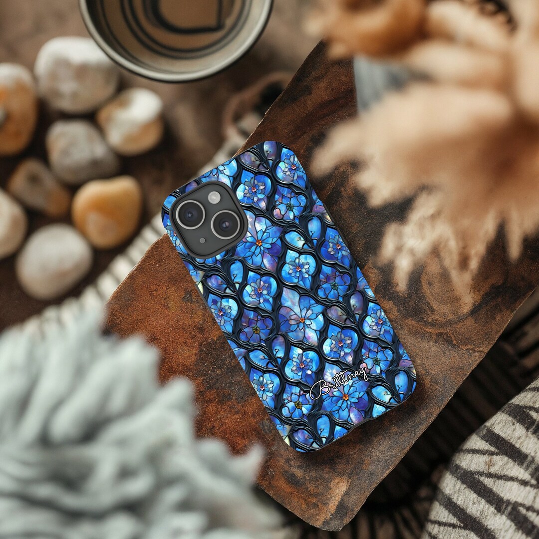 Stained Glass Blue Phone Case Pretty Blue Casing iPhone Cases Samsung ...
