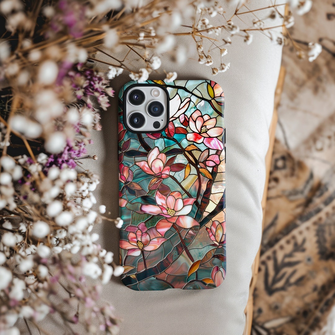 Spring Blossoming Tranquility Stained Glass Phone Case Floral Mosaic ...